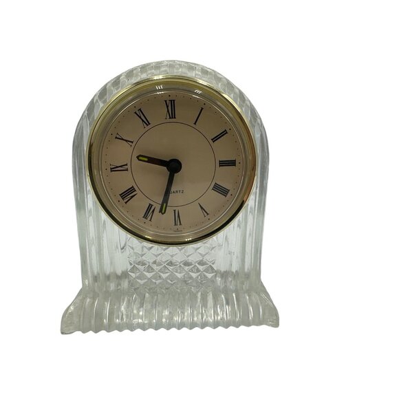 Crystal Clear | Accents | Lead Crystal Desk Clock With Roman Numerals ...